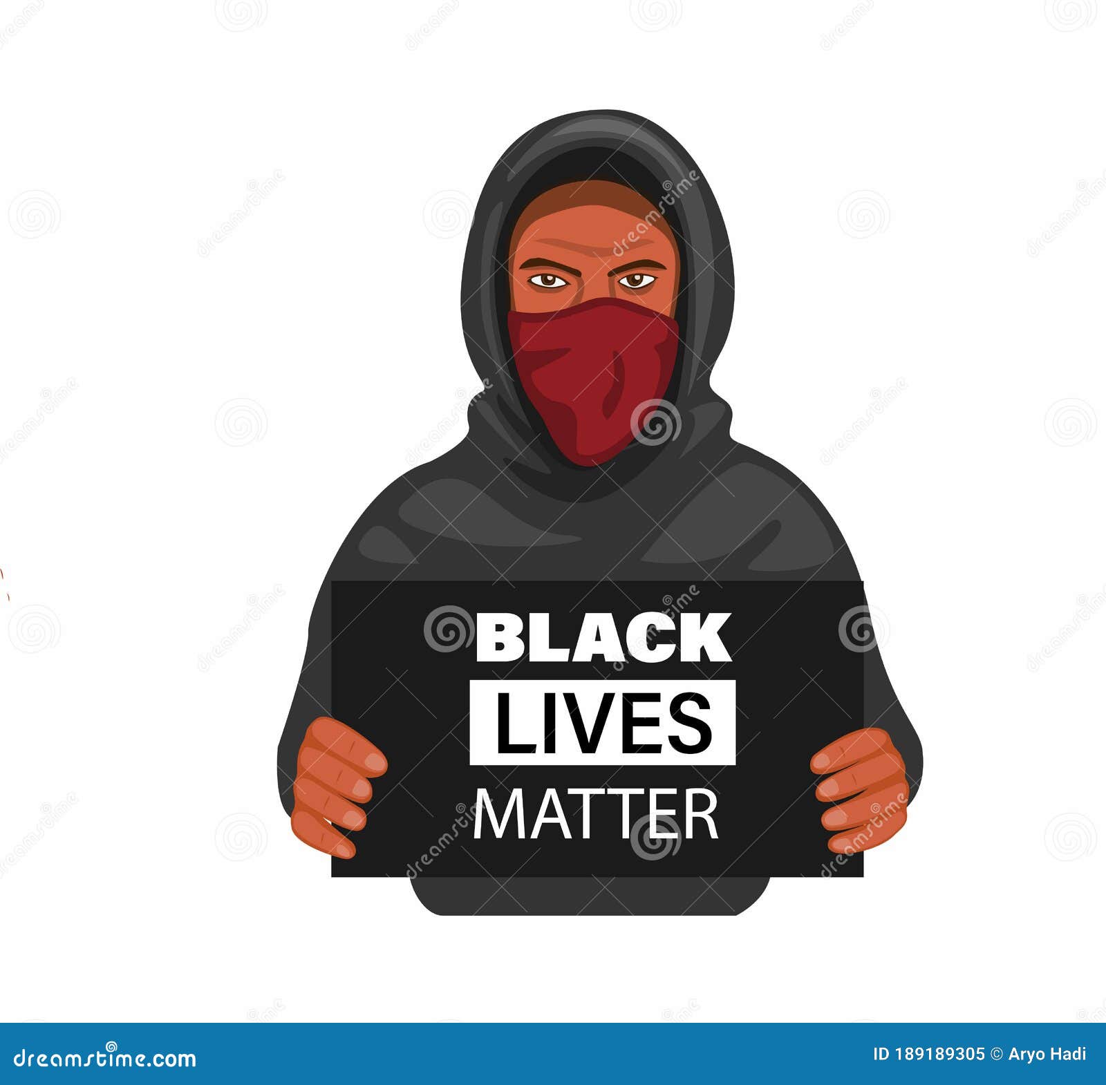 Protester Man Wear Hoddie and Mask Holding Sign Board Black Lives ...