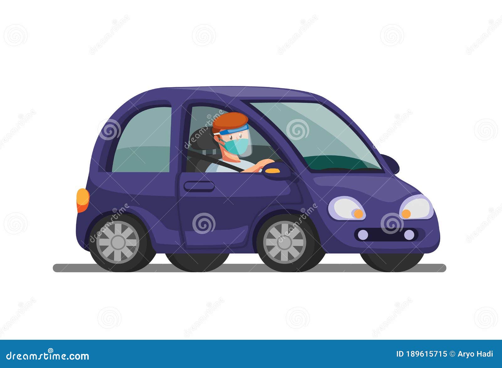 Man Riding Car Wear Mask and Face Shield. Drive Thru, and Rapid Test ...