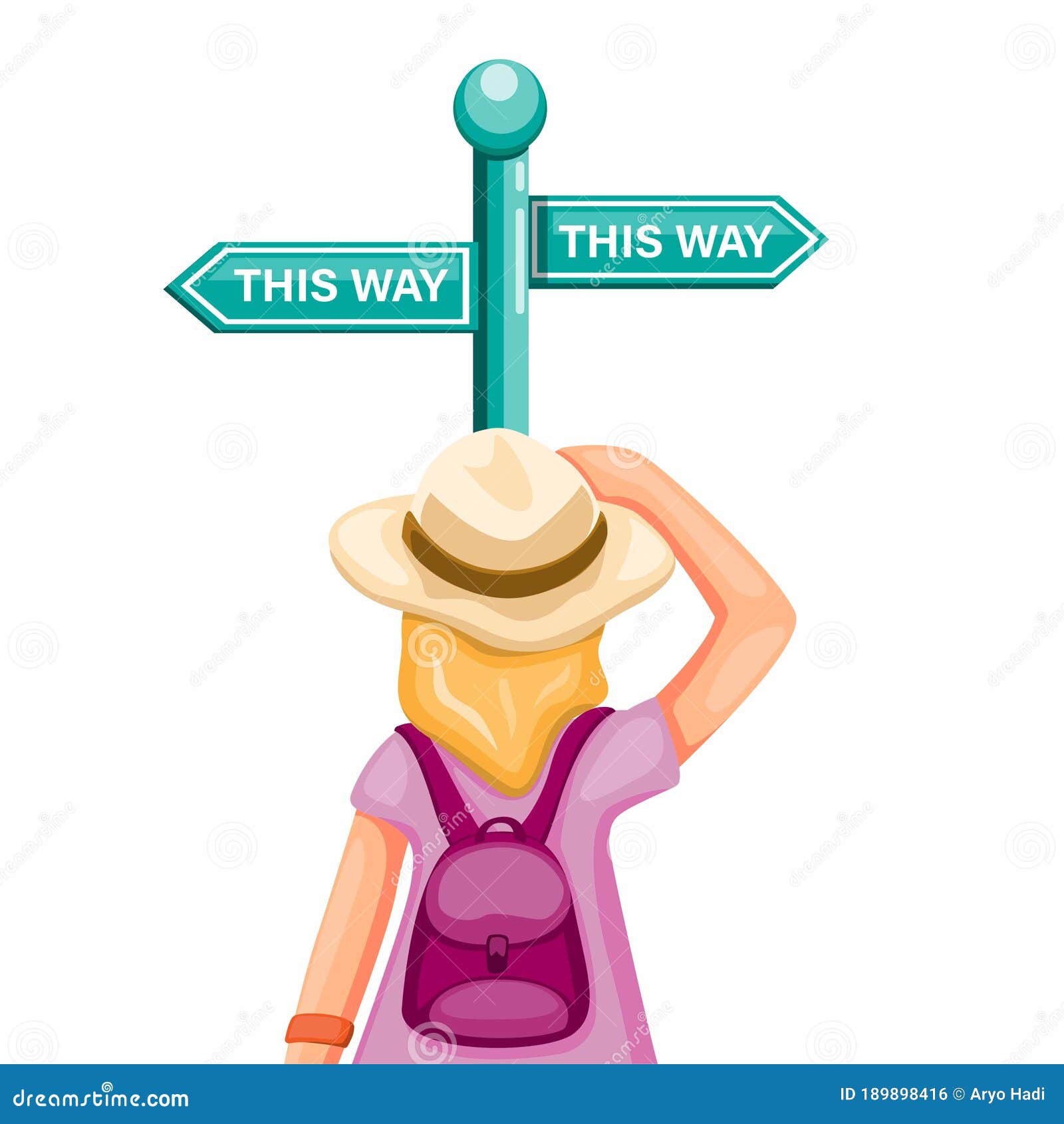 Backpacker Girl Confusing Choose Way in Road Signboard, Metaphor ...