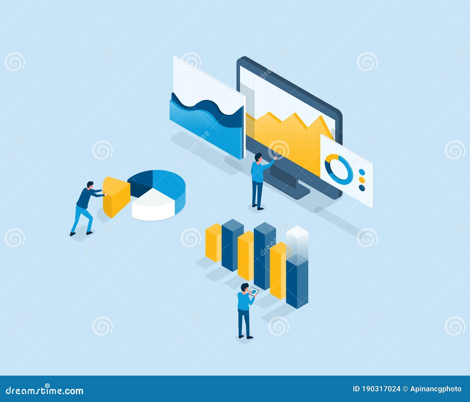 Monitor With A Dashboard With Data, Checklists, Charts. Vector ...