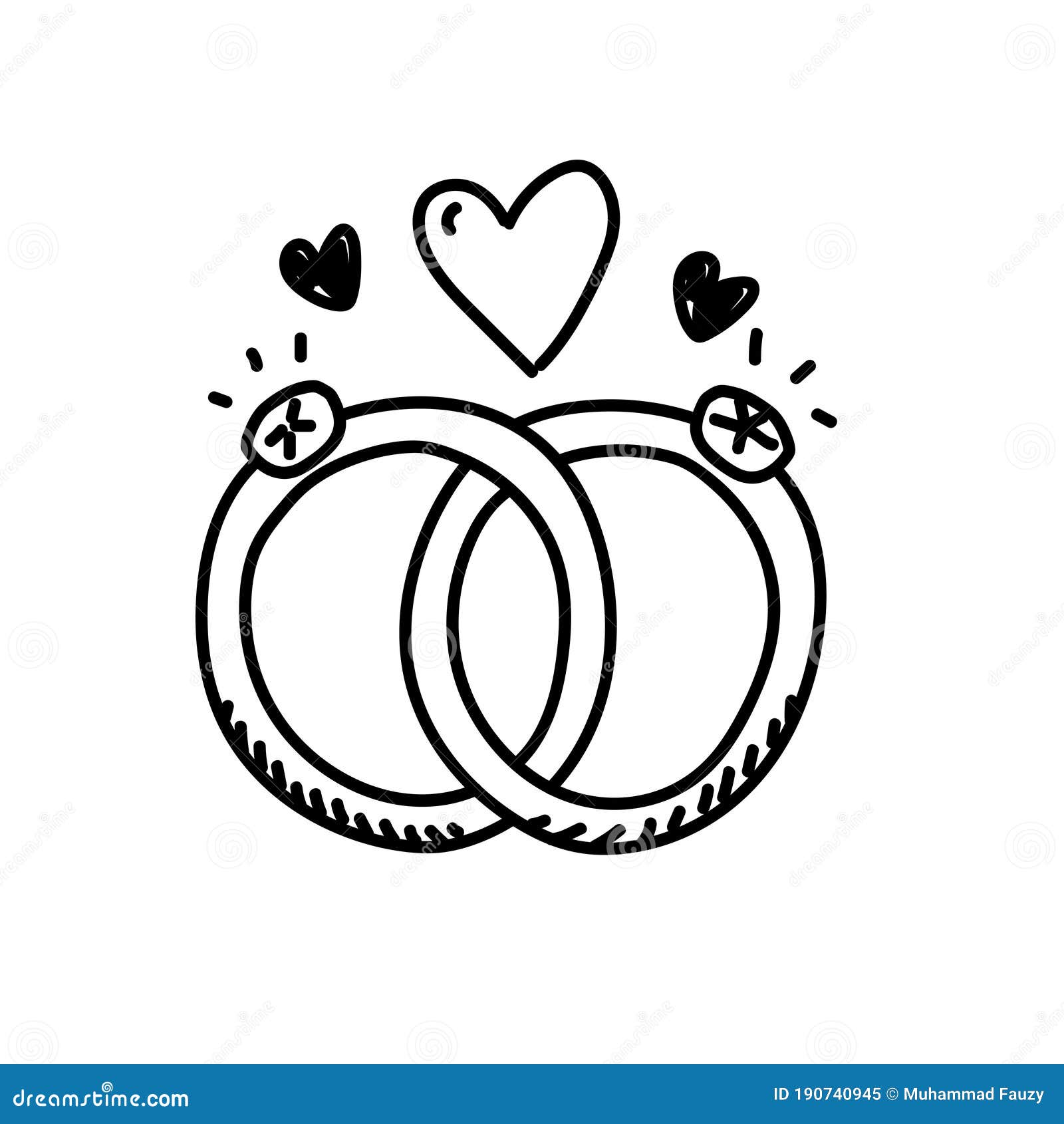 Wedding Rings Doodle Illustration Isolated on White Stock Vector ...