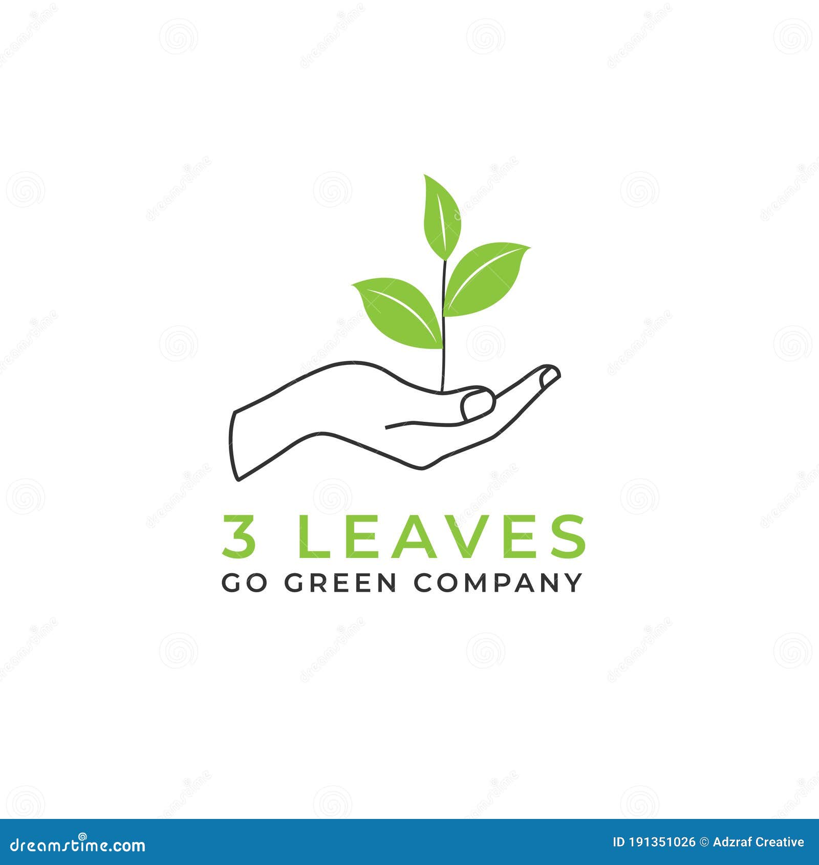 Hand Leaves Farm Go Green Tree Nature Eco Friendly Minimalist Logo ...