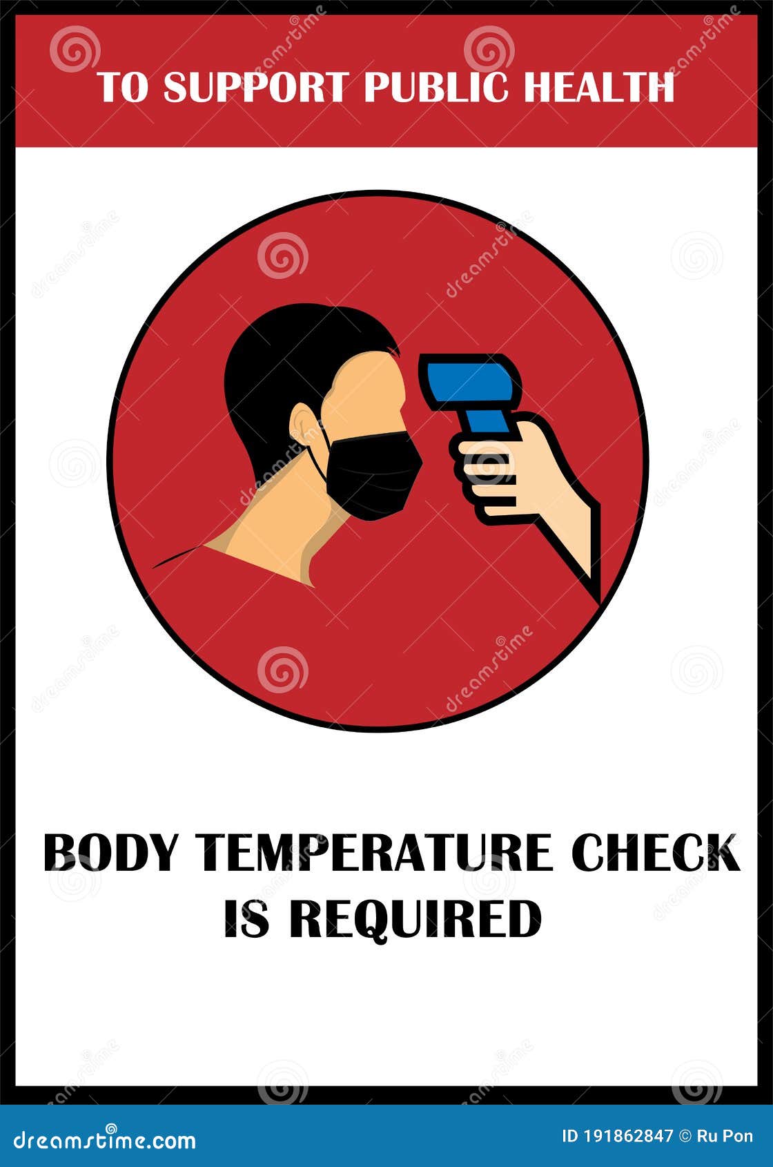 The Mandatory Sign for Temperature Check of the Man in Red. the Body ...
