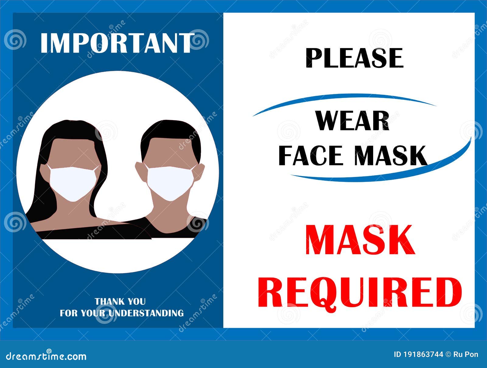 Wear Mask Sign Vector. Mask Sign and Notice. Safety Notice for Wearing ...