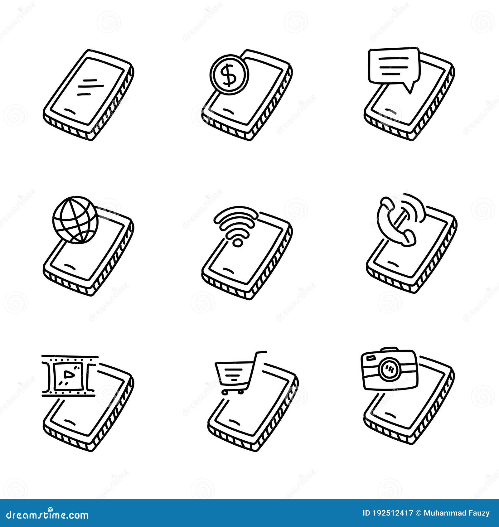 Set of Smartphone Vector Illustration Draw in Doodle Style Isolated on ...