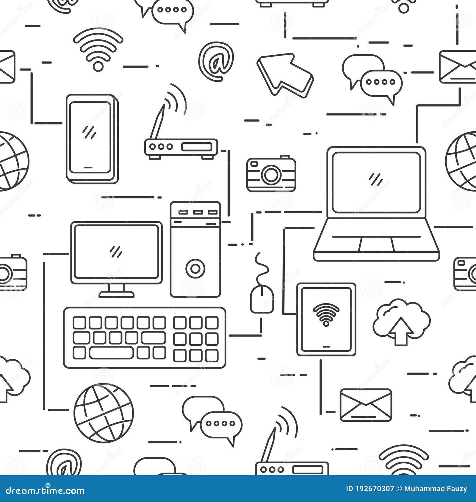 Internet Seamless Doodle Pattern with Black Color Stock Vector ...