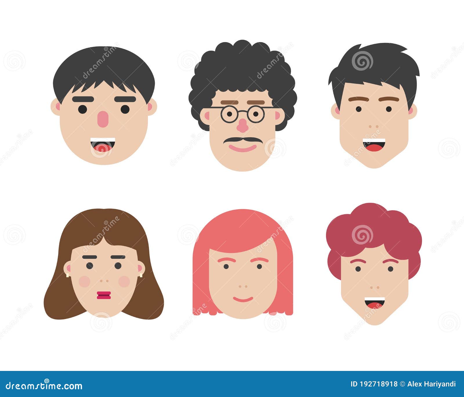 Set of Human Character Flat Face Vector Design Icon Pack Stock Vector ...