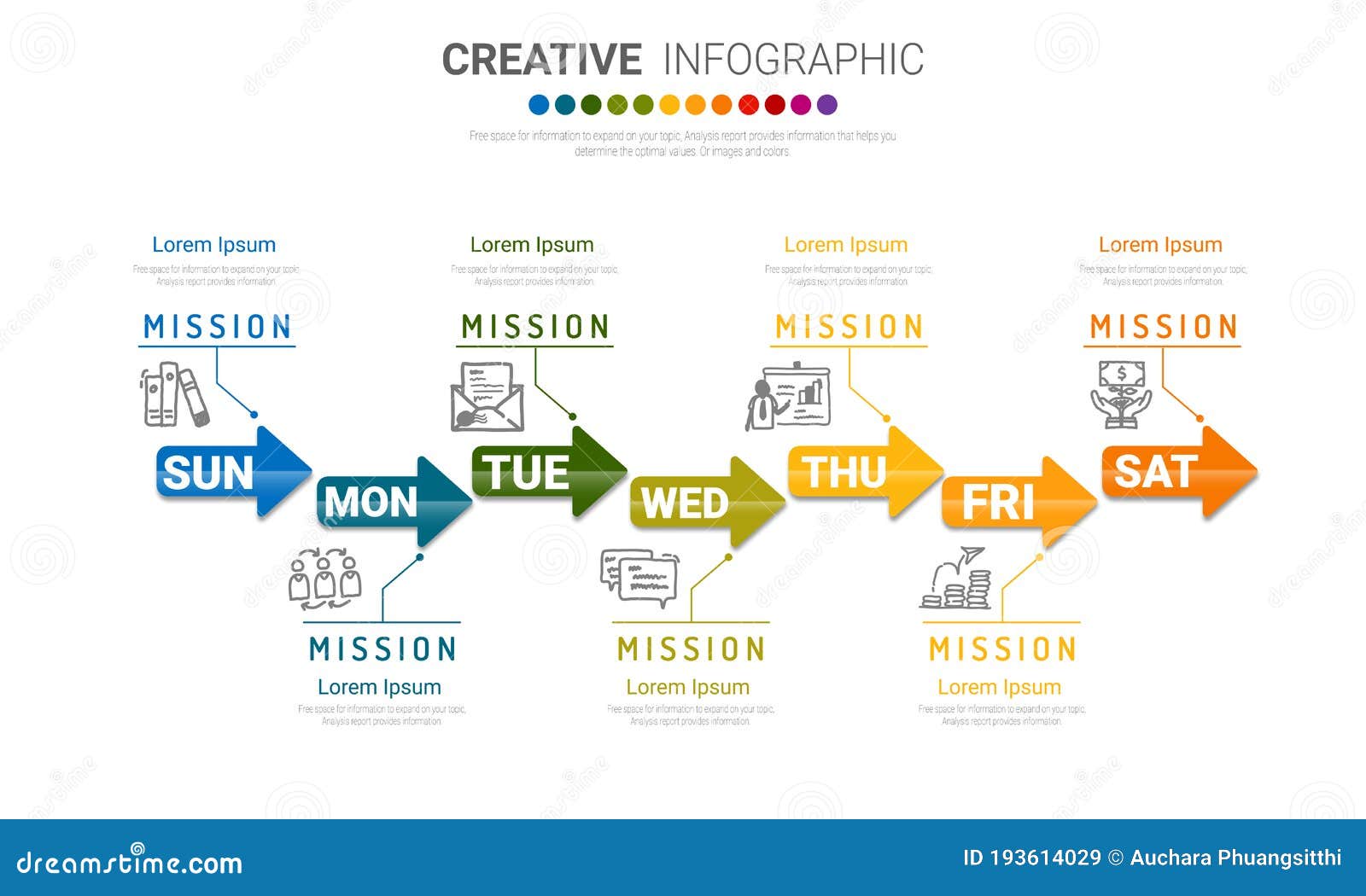 Timeline Business for 7 Day, Week, Timeline Infographics Design Vector ...