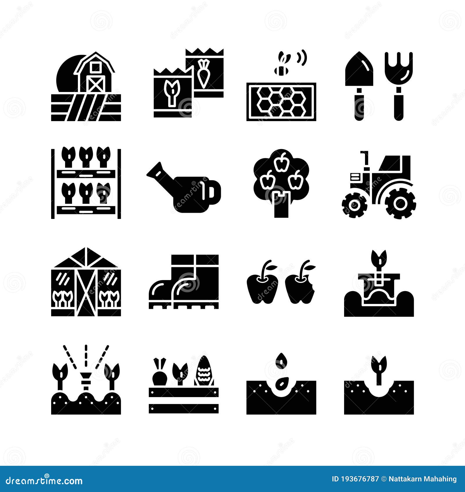 Farm Icon Set, Farm Icon Collection Stock Vector - Illustration of ...
