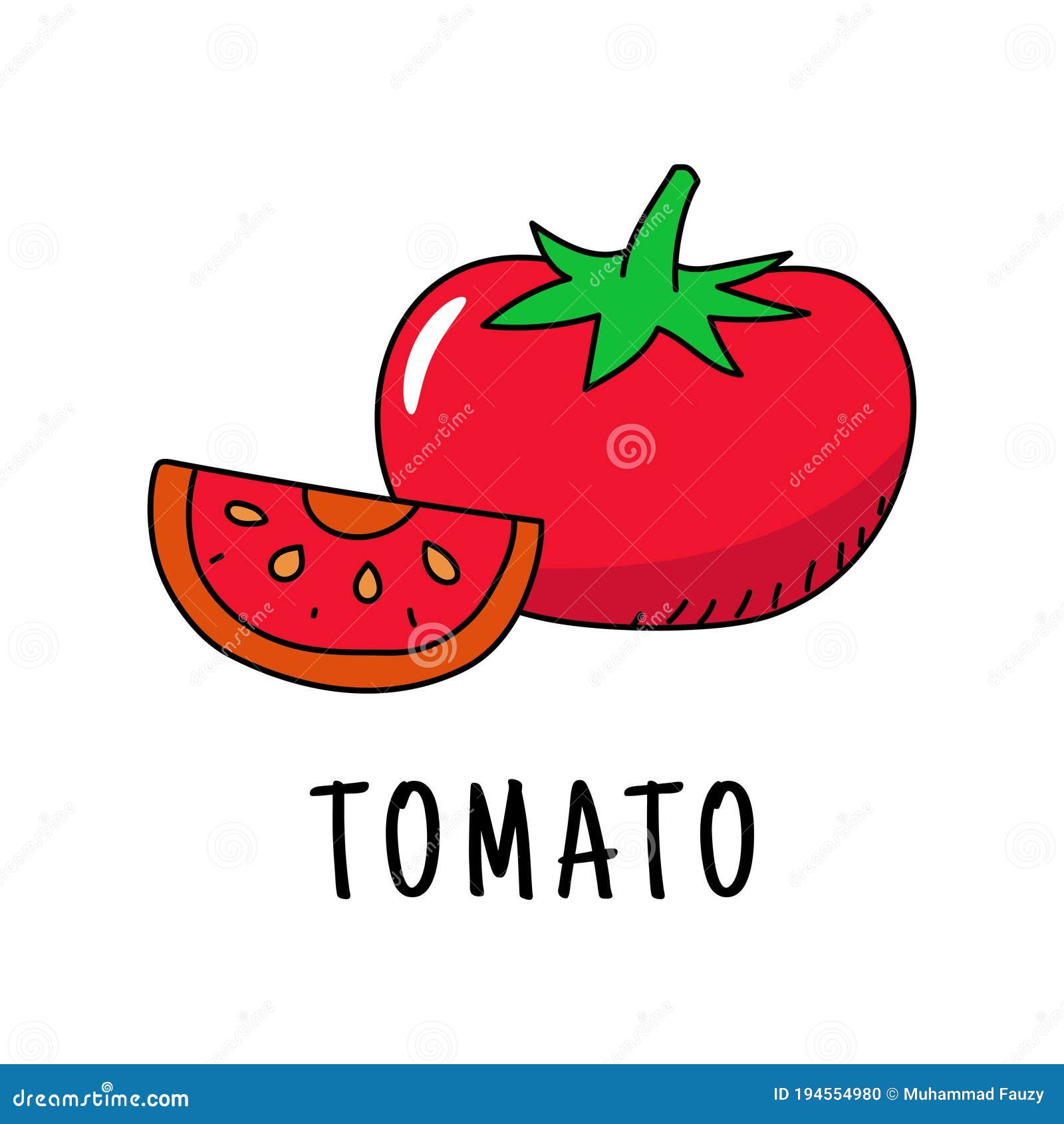 Cute Tomato And Banner Illustration Cartoon Drawing Coloring ...