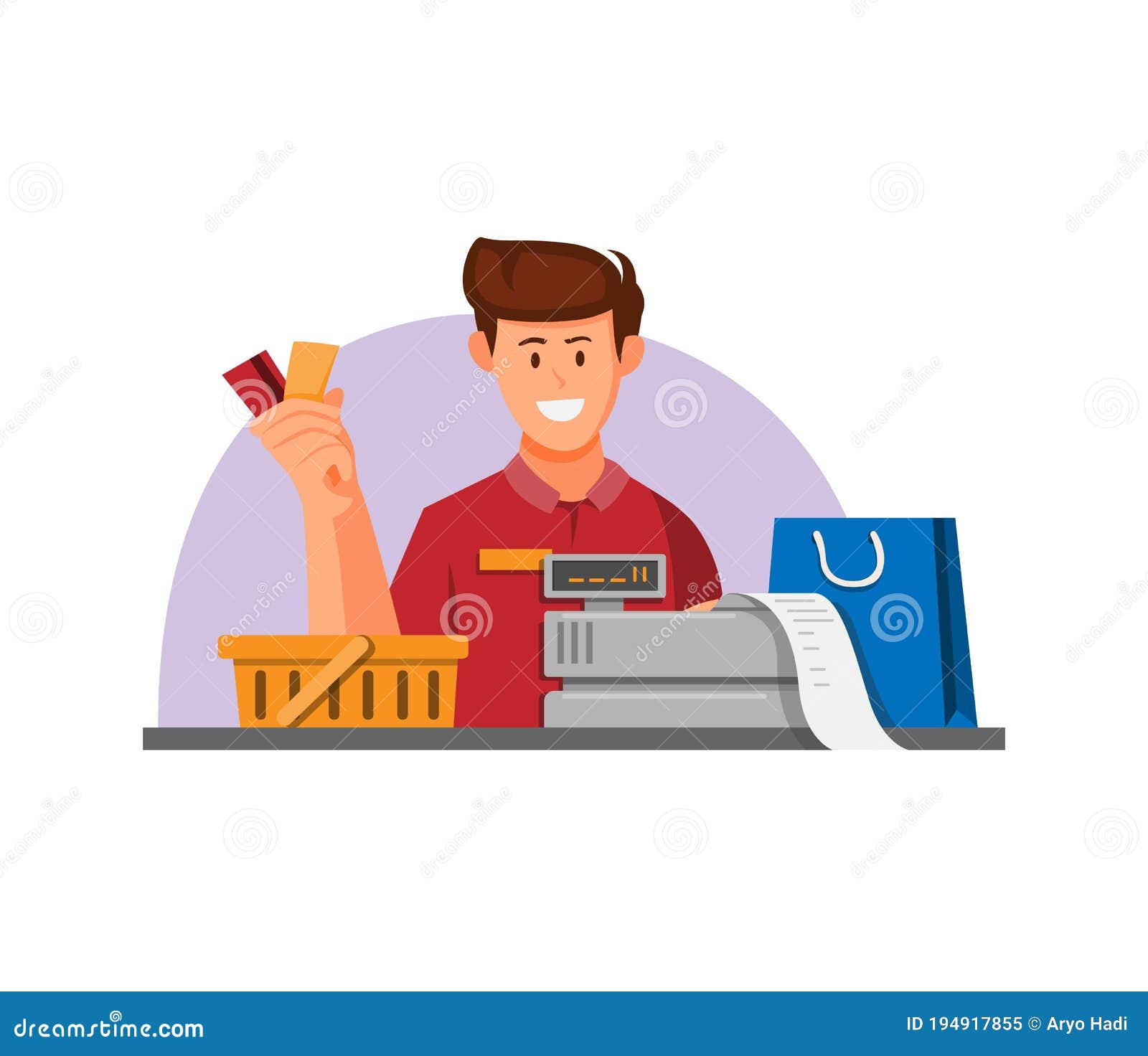 Cashier Worker And Counter Vector Drawing | CartoonDealer.com #331921730