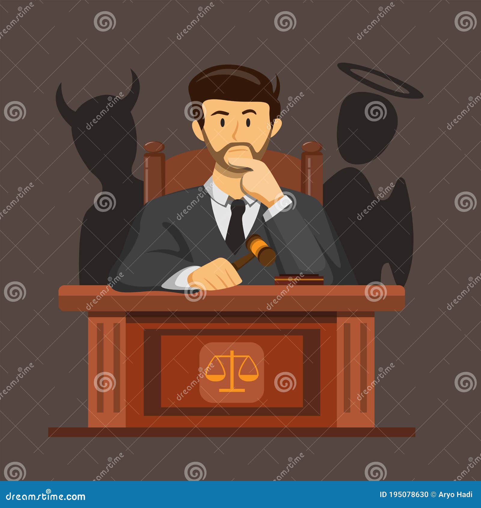 Judge Law Confusing Making Decision with Silhouette Devil and Angel ...
