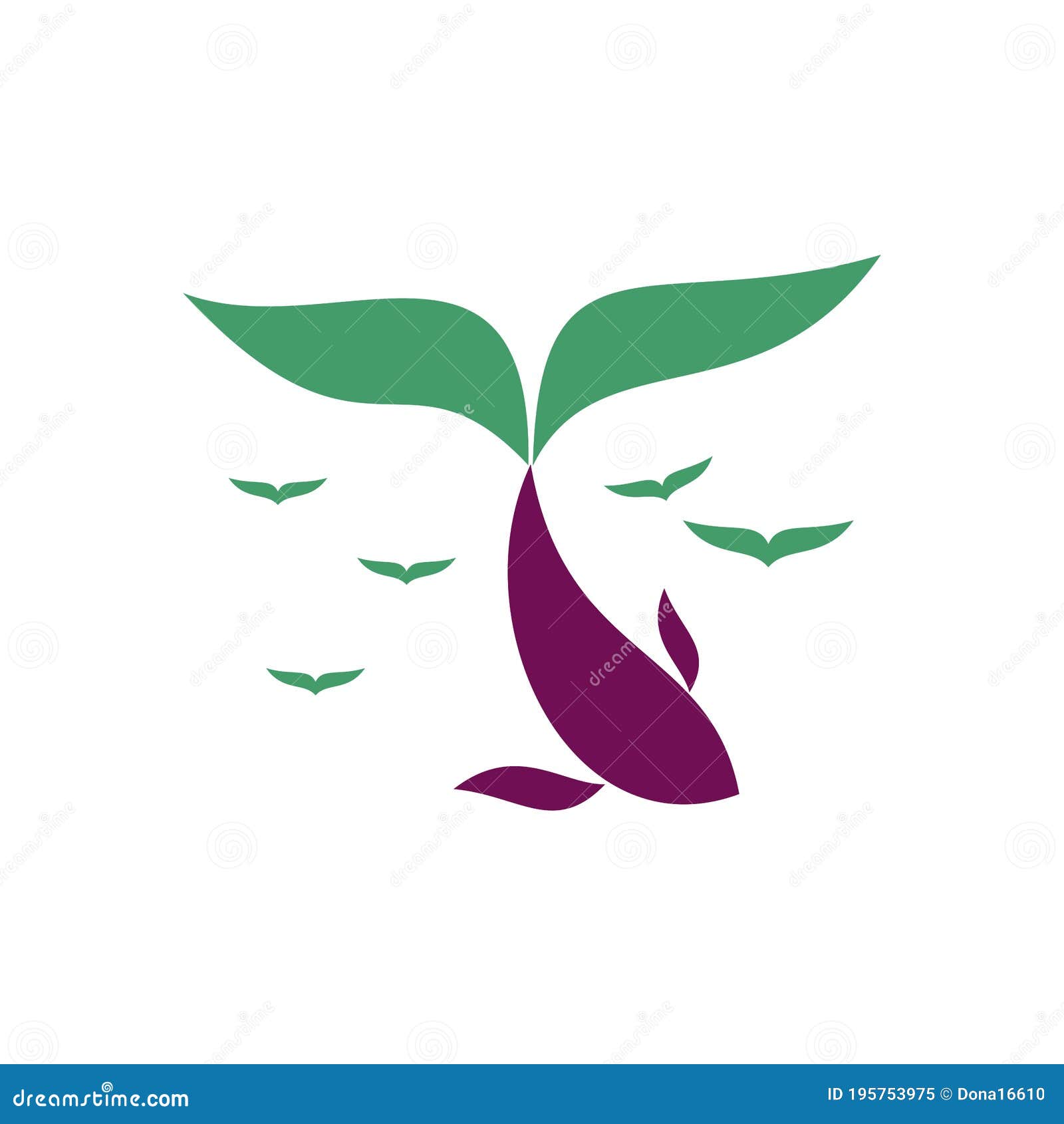 Bird with fish logo stock vector. Illustration of tattoo - 195753975