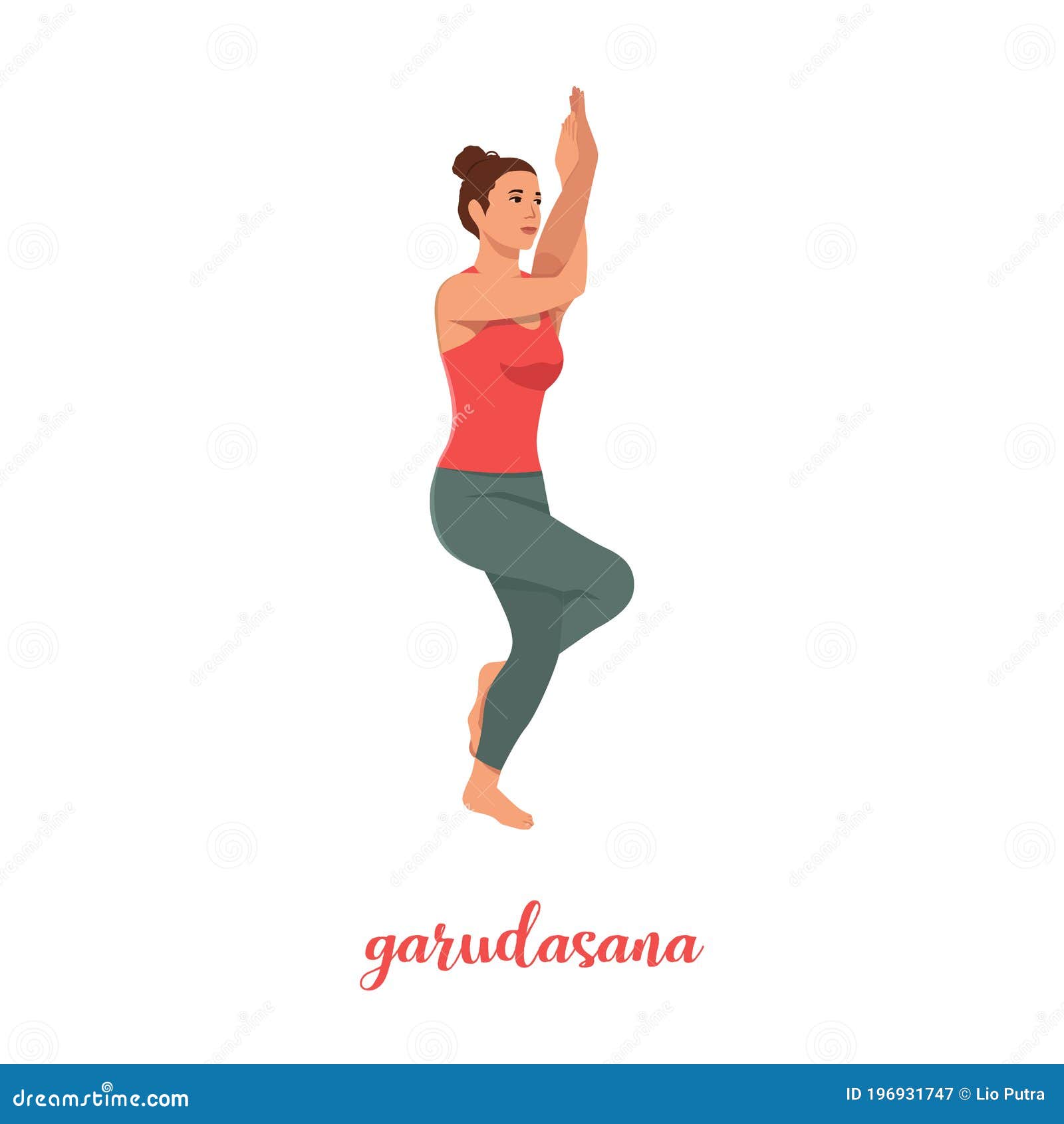 Yoga Woman Doing Garudasana or Eagle Yoga Pose Stock Vector ...