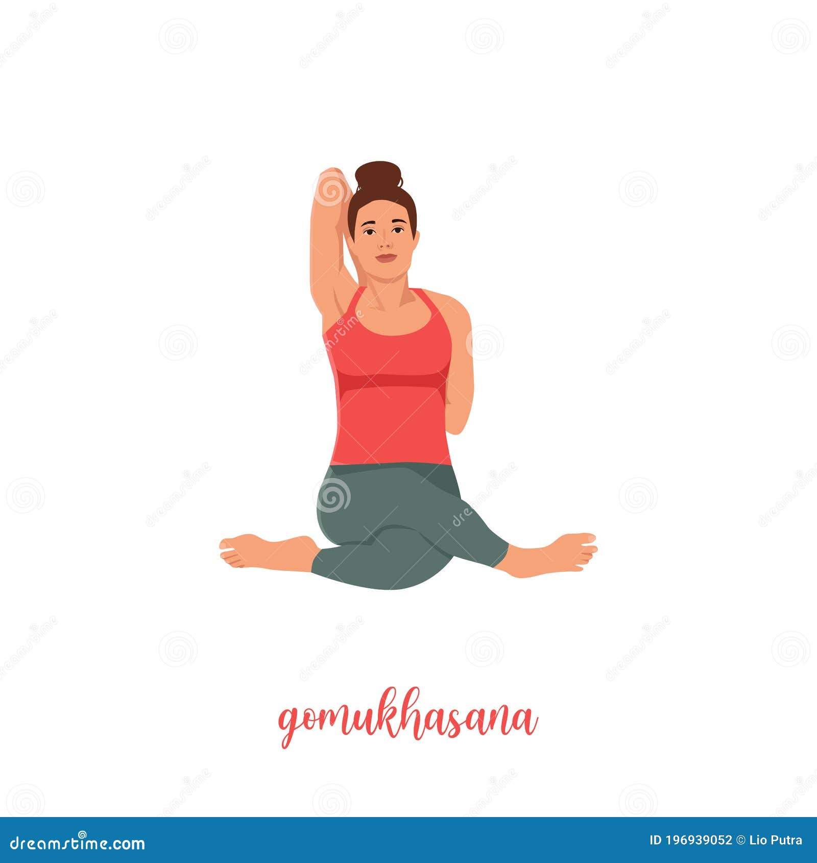 Cow Face Pose Yoga. Girl Workout Stock Vector - Illustration of body ...