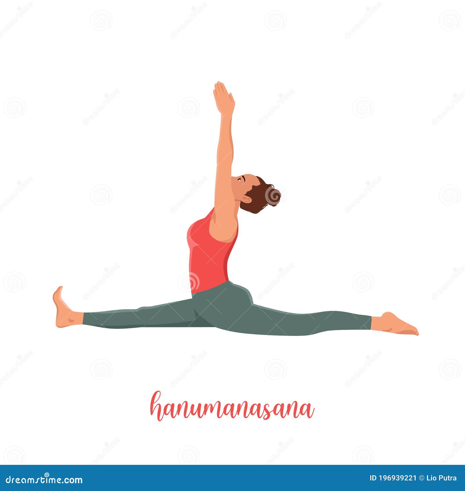 Hanumanasana. Monkey Pose. Yoga Split. Cartoon Vector | CartoonDealer ...