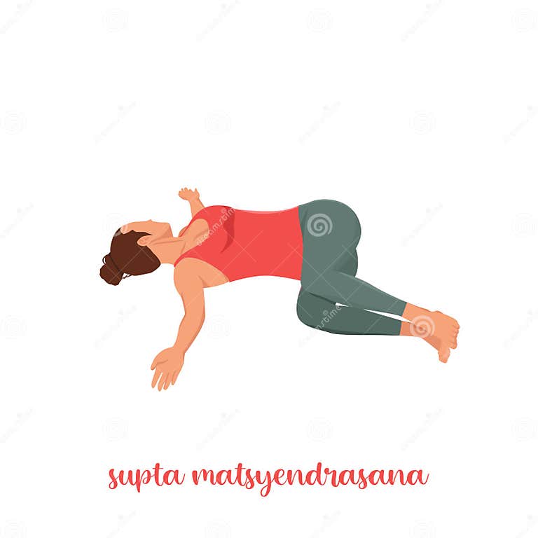 Supta Matsyendrasana Yoga Pose Reclined Spinal Twist Pose Stock ...