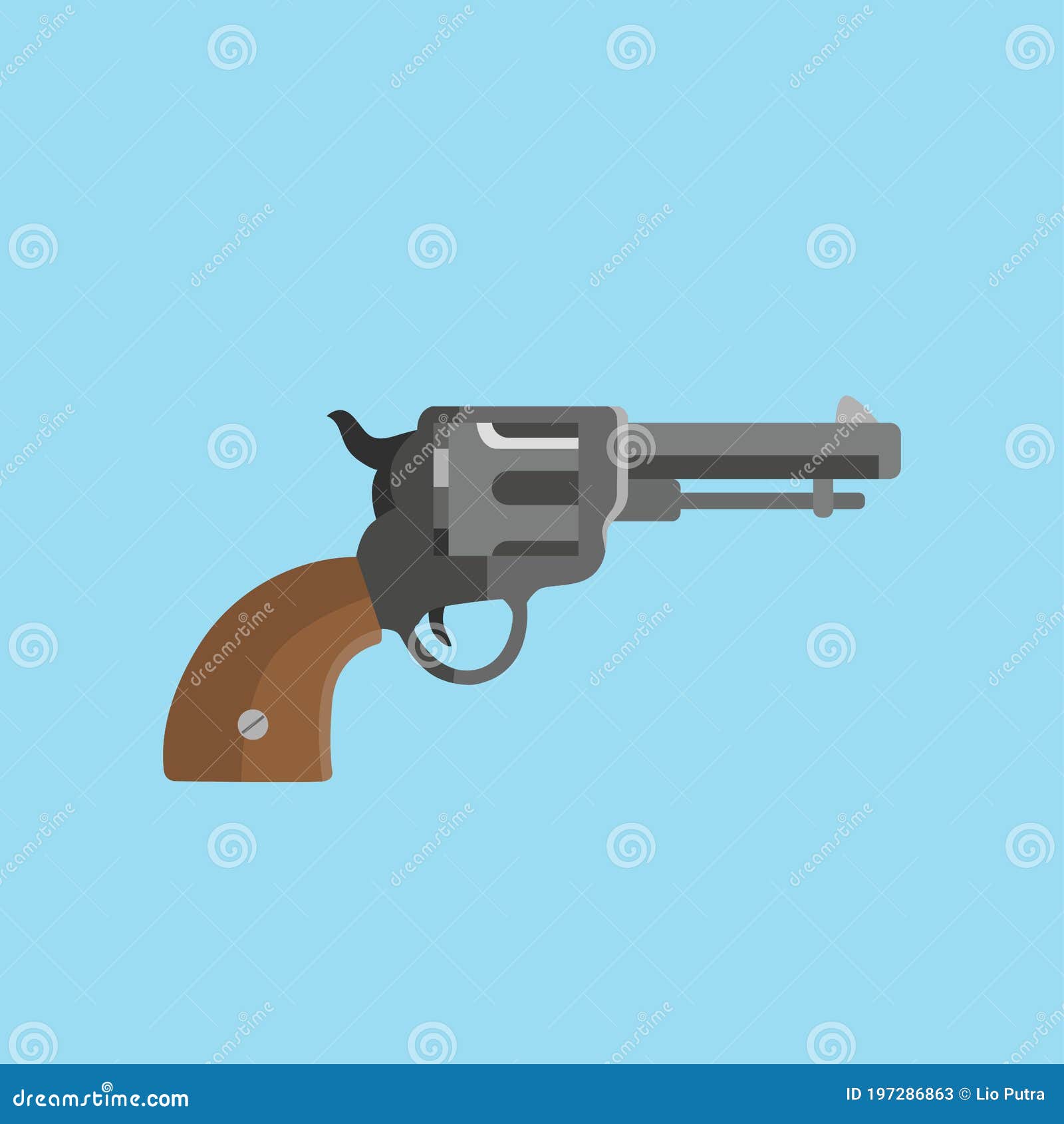 Clipart Of A Revolver In Black Set Isolated On White Background Viewed ...