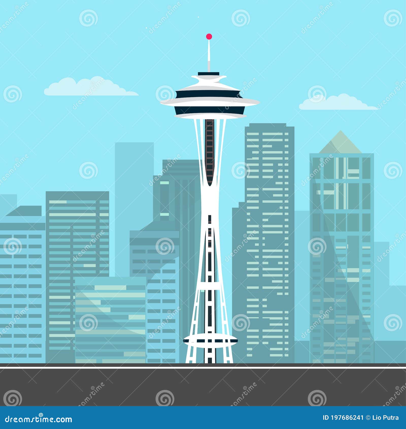 Seattle USA City Sketch Vector Illustration Line Art | CartoonDealer ...