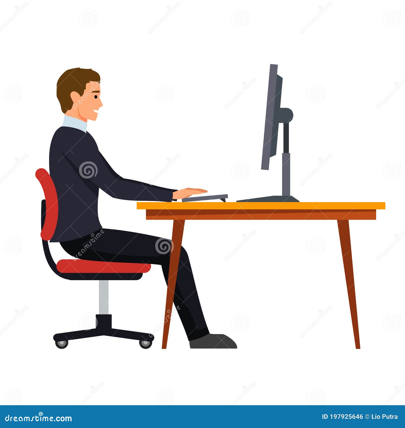 The Correct Position Posture when Working at the Computer Stock ...