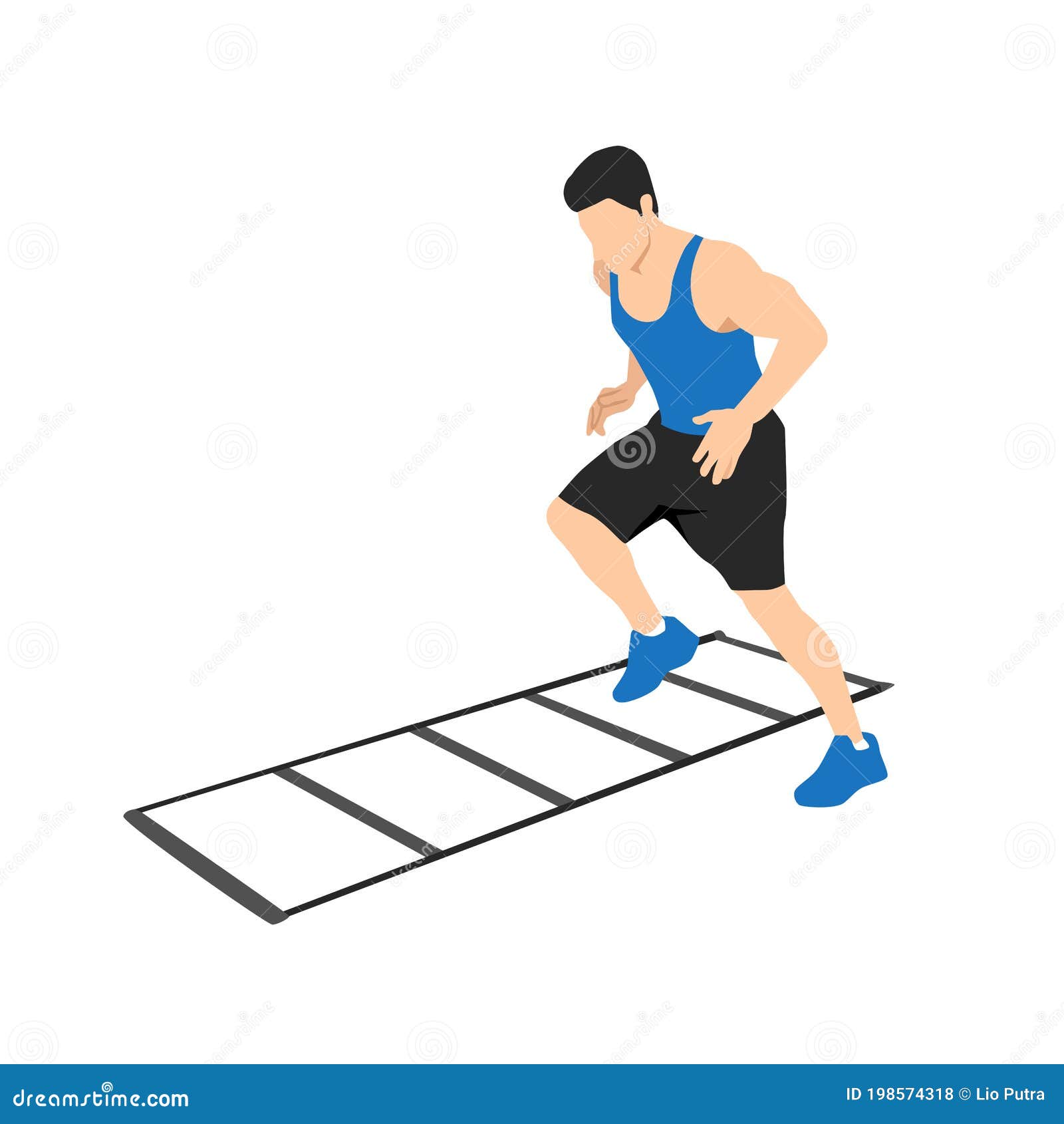 Man Making Drill Training On Agility Ladder Vector Illustration ...