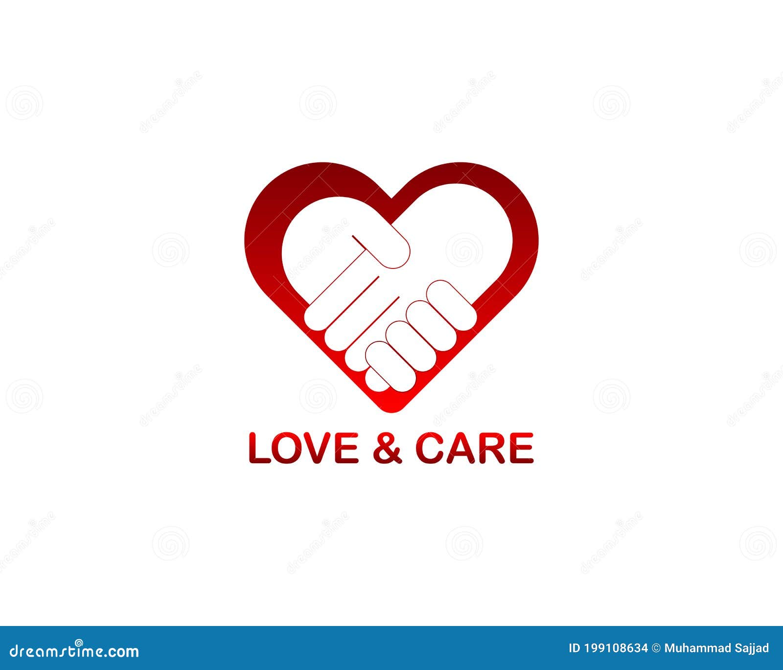 Vector Heart Icon with Join Hand - Care Love Peace Concept Stock Vector ...
