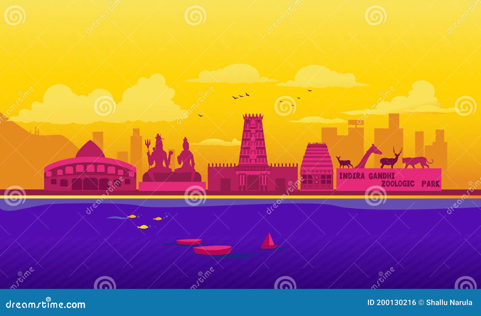 Andhra Pradesh Map With Indian National Flag Illustration Cartoon ...