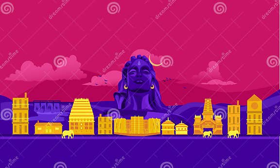Cartoon Illustration of the Coimbatore Skyline. Stock Vector ...