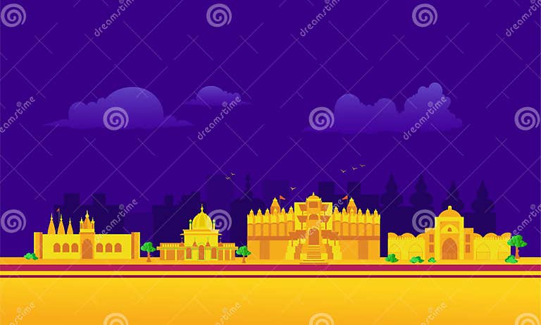 Cartoon Illustration of Panipat Skyline. Stock Vector - Illustration of ...