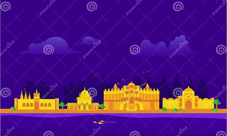 Cartoon Illustration of the Panipat Skyline. Stock Vector ...