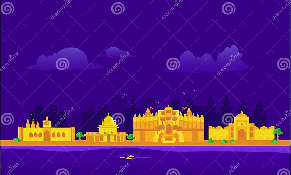 Cartoon Illustration of the Panipat Skyline. Stock Vector ...