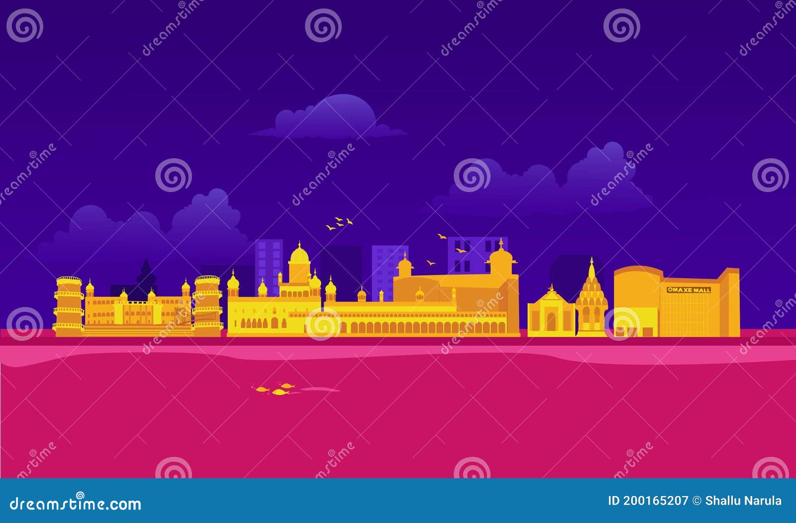 Cartoon Illustration of the Patiala Skyline. Stock Vector ...