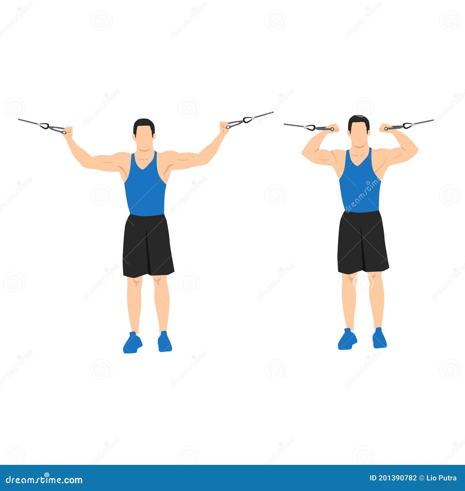 Tricep Overhead Extension Dumbbell Moves Manga Gym Set Illustration ...