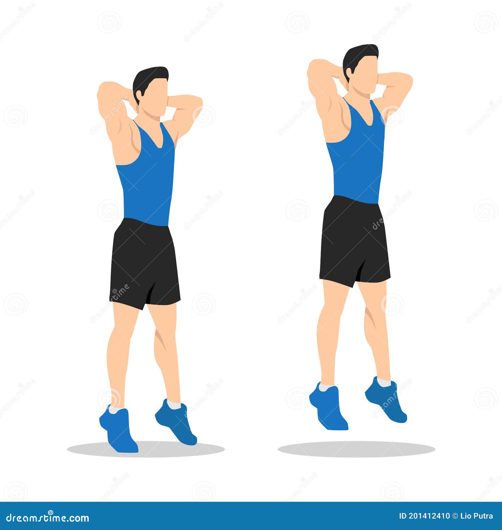 Man Doing Jumping Jacks Home Workout Exercise Diagram. Athletic Guy ...