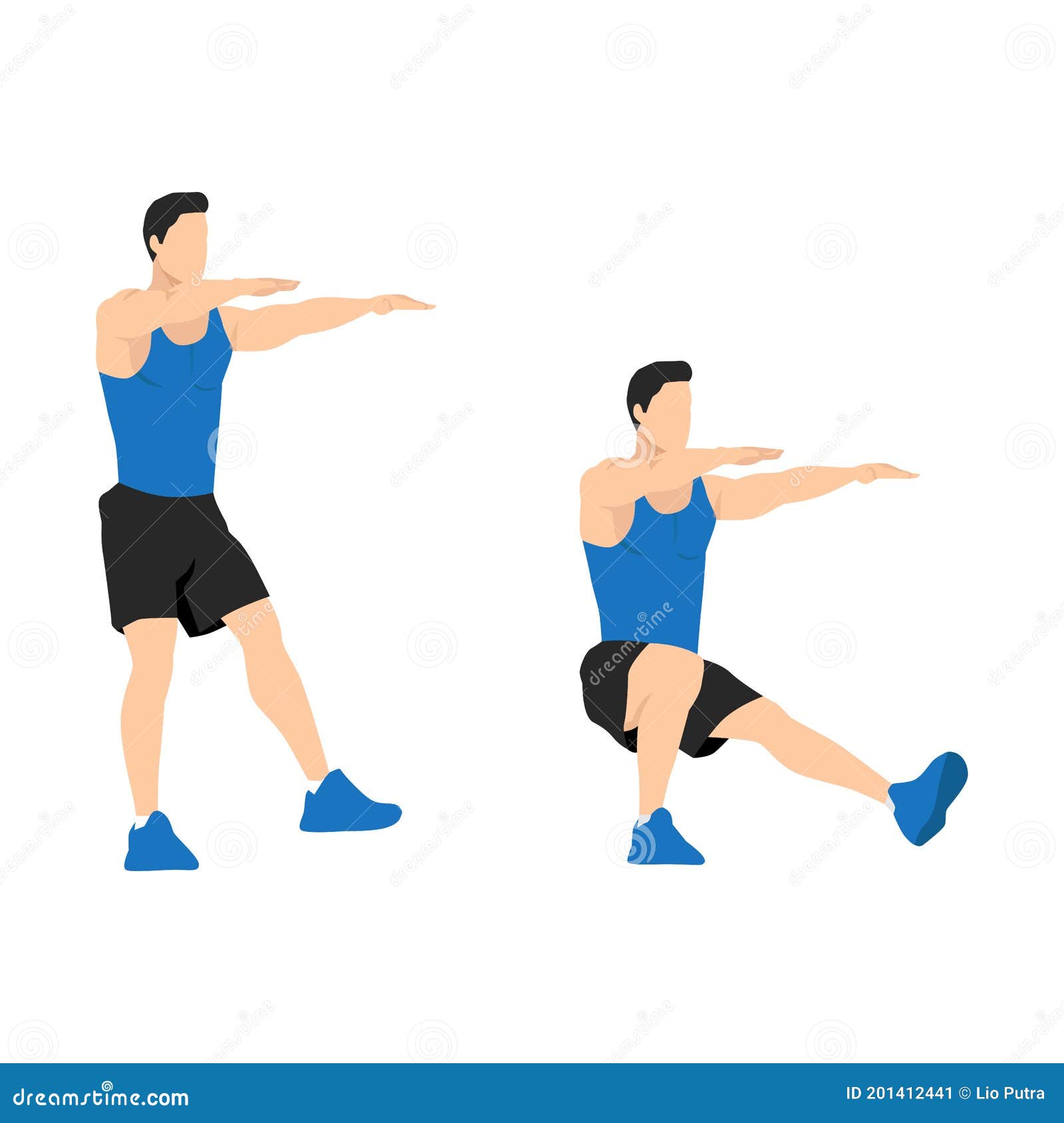 Pistol Squat Exercise Outline Cartoon Vector | CartoonDealer.com #147257969