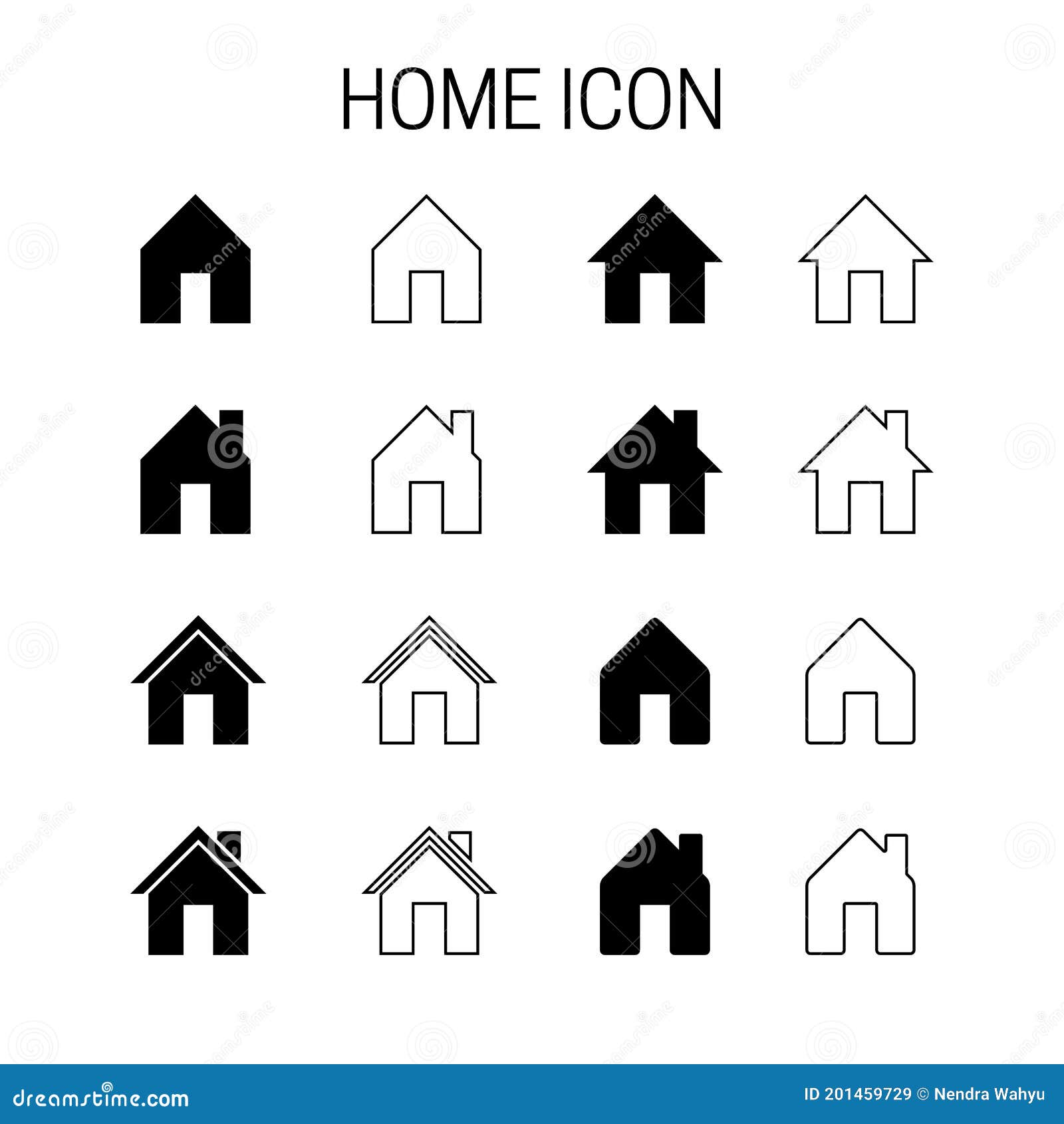 A Collection of Home Icons with Various Styles. Solid and Outlined Home ...