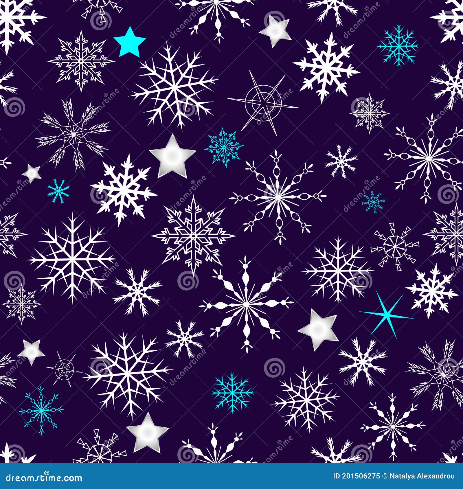 Snowflakes on Blue Background. Seamless Pattern, Vector, Ready To Print ...