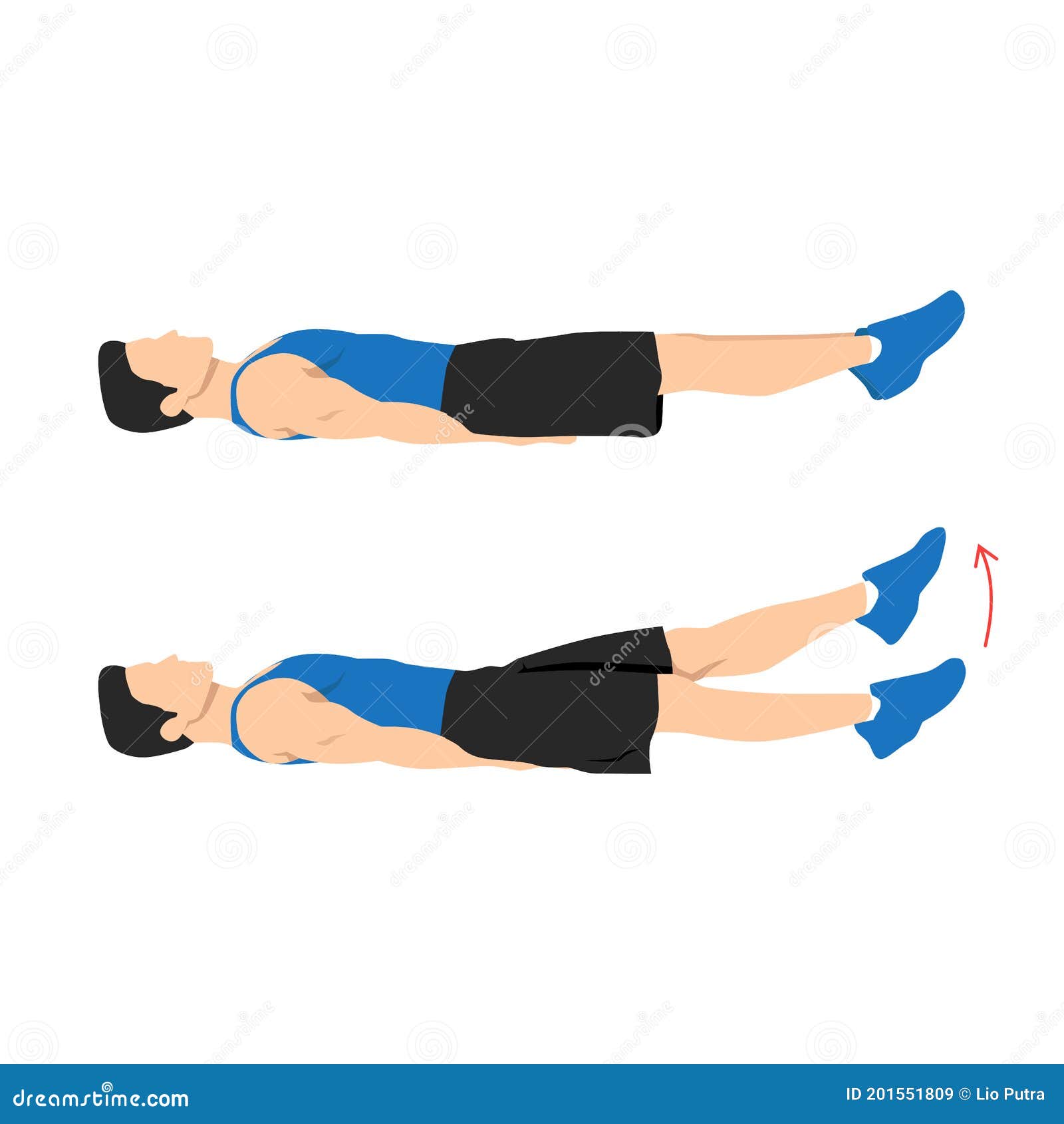 Man Doing Flutter Kicks Exercise. Flat Vector Illustration Stock Vector ...