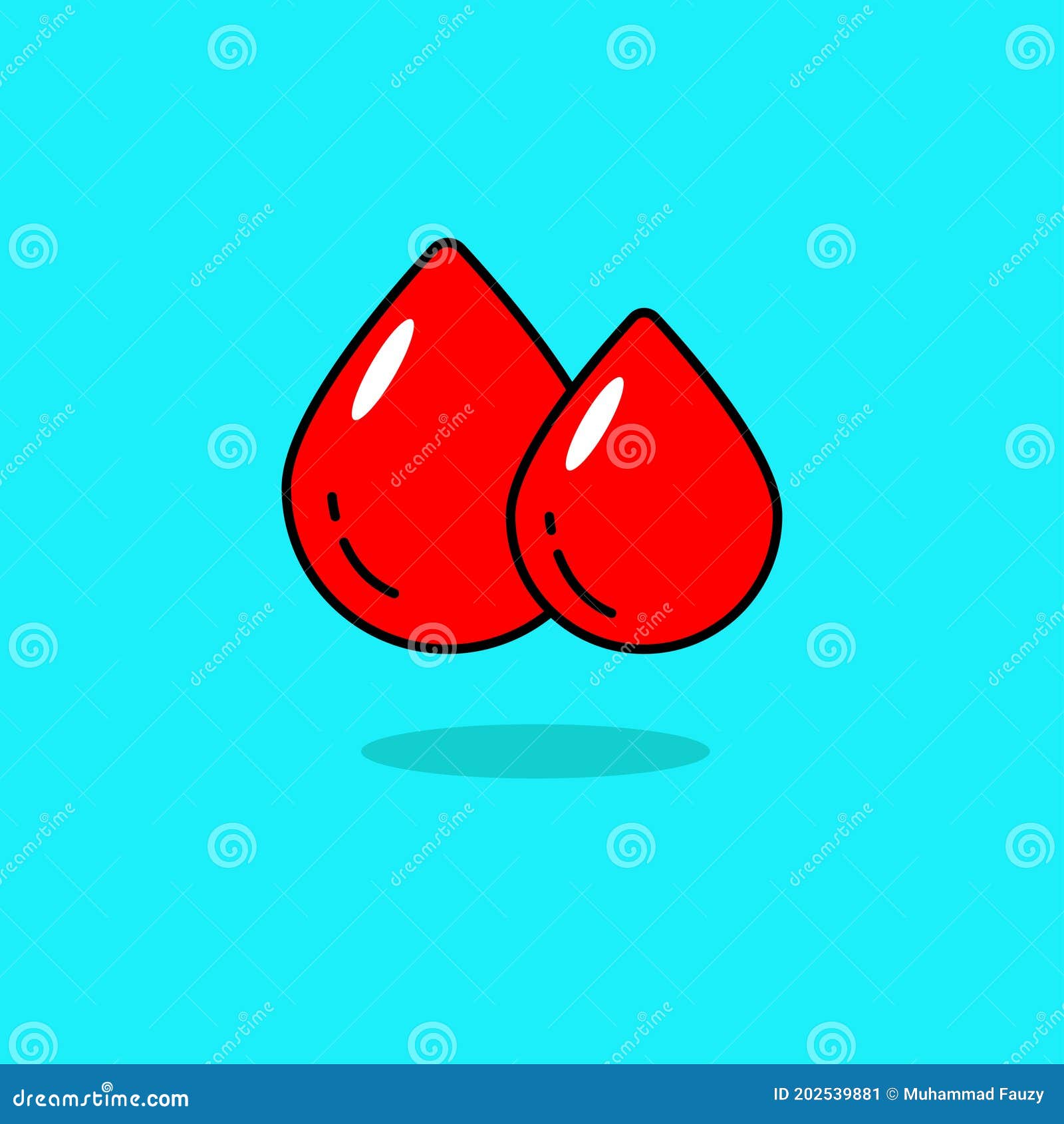 Simple Blood Drop Vector Illustration Isolated on Blue Background Stock ...