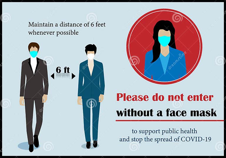 Wear Mask. Face Covering Sign. Safety Sign To Support COVID-19 ...