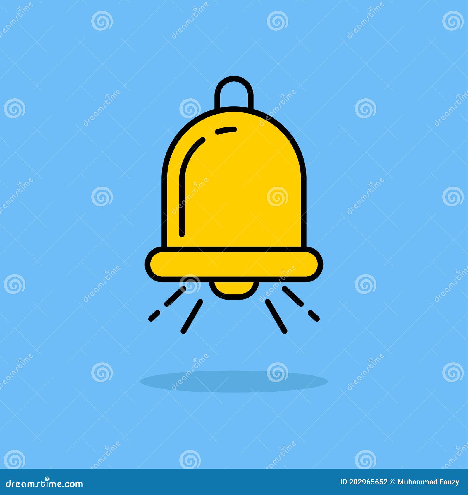 Simple Bell Vector Illustration Isolated on Blue Background Stock ...