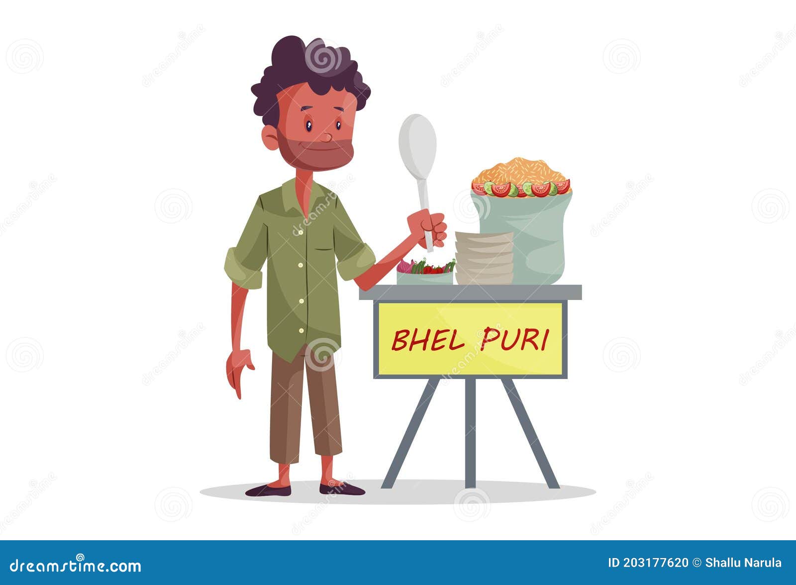 Vector Graphic Illustration of Indian Street Vendor. Stock Vector ...