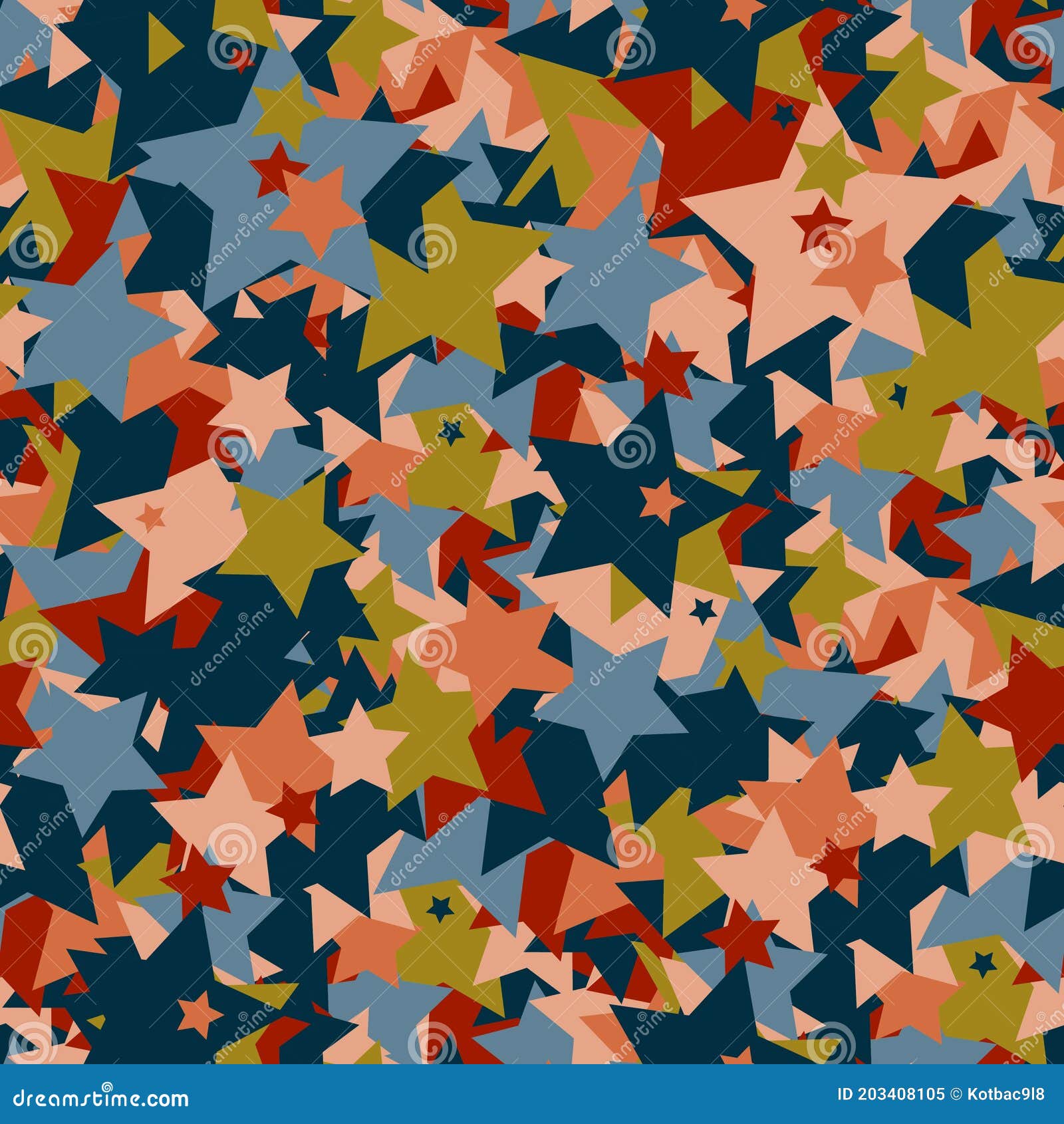Multicolored Star Abstraction. Seamless Colorful Pattern of Shapes in ...