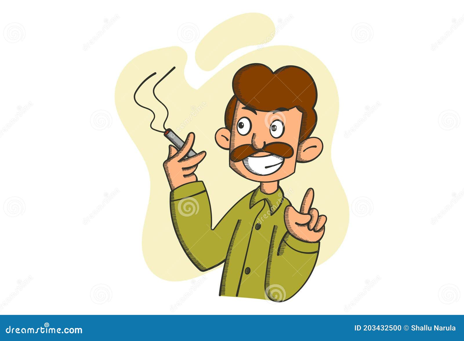 Vector Cartoon Illustration of Smoking Man Stock Vector - Illustration ...