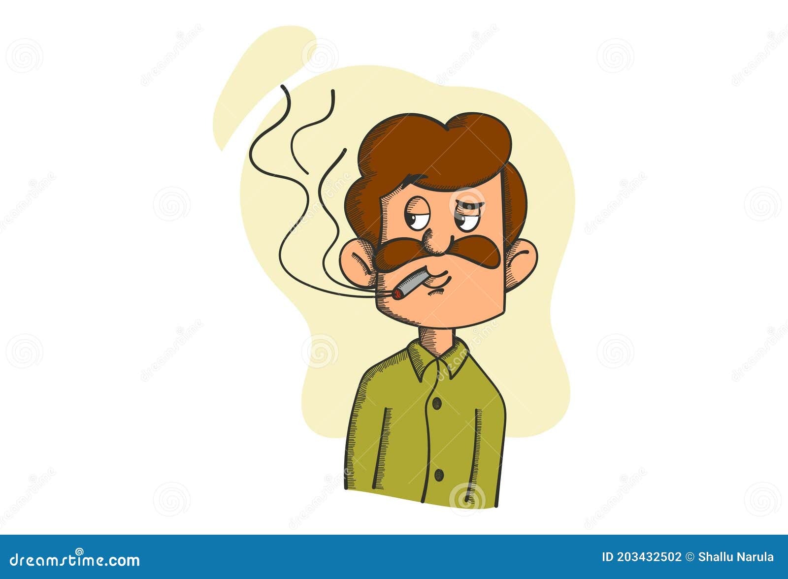 Vector Cartoon Illustration of Smoking Man Stock Vector - Illustration ...