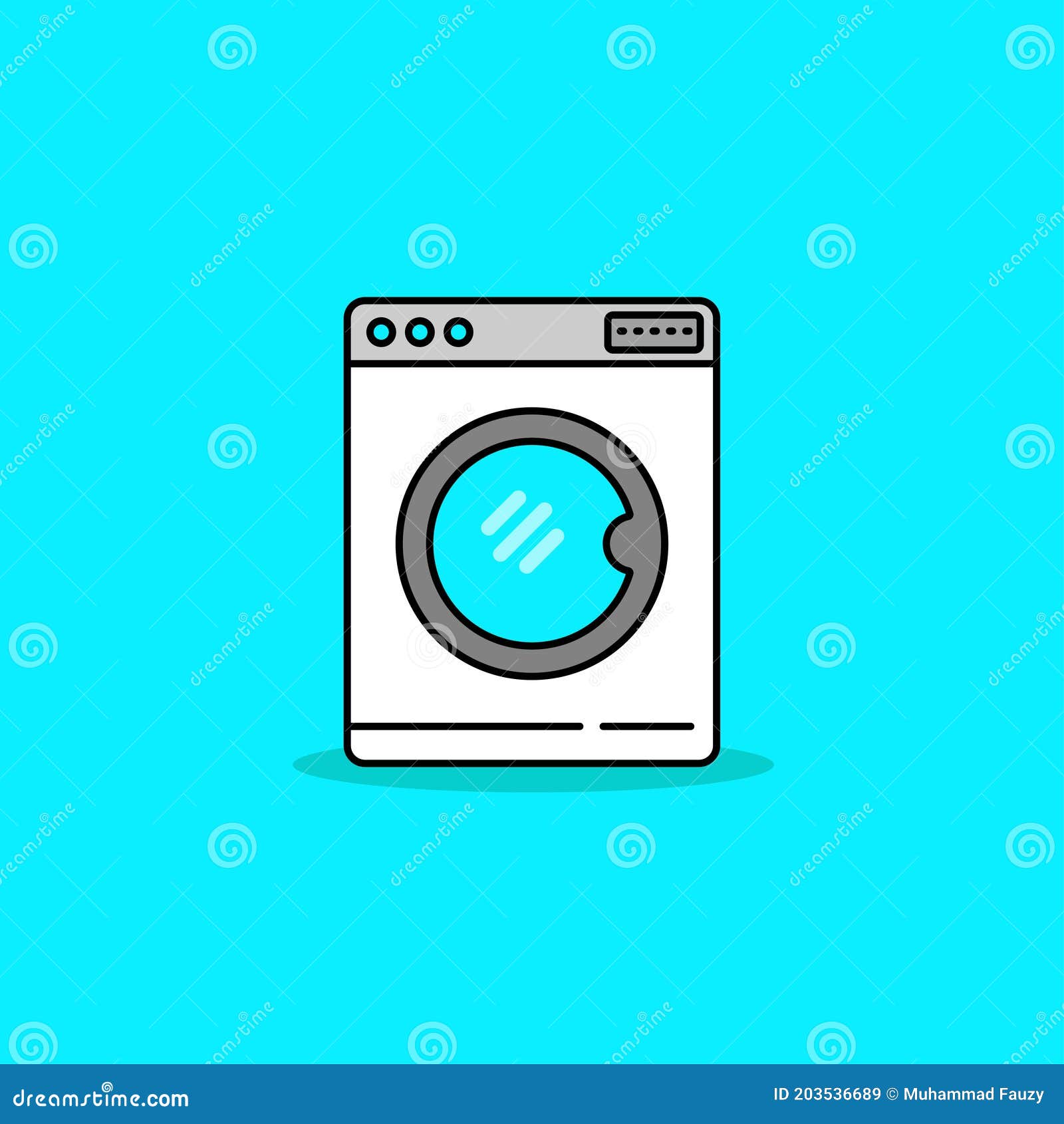 Simple Washing Machine Vector Illustration Isolated on Blue Background ...