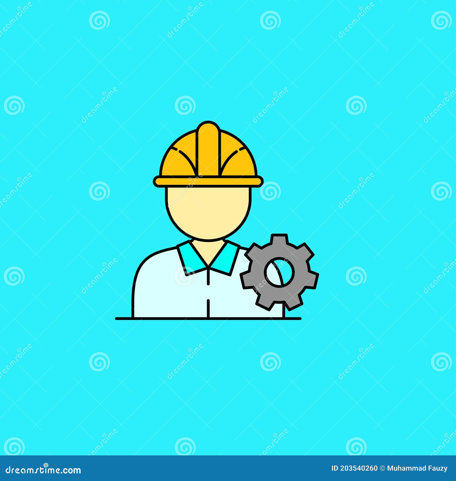 Engineer Concept Vector Illustration Isolated on Blue Background Stock ...