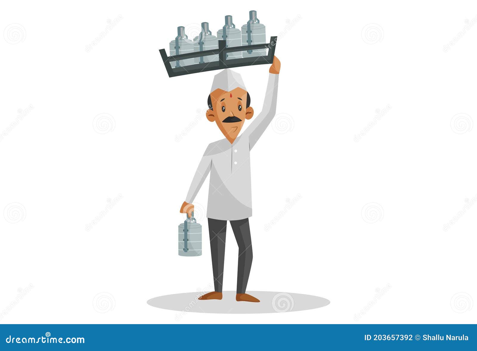 Vector Graphic Illustration of Indian Dabbawala Stock Vector ...