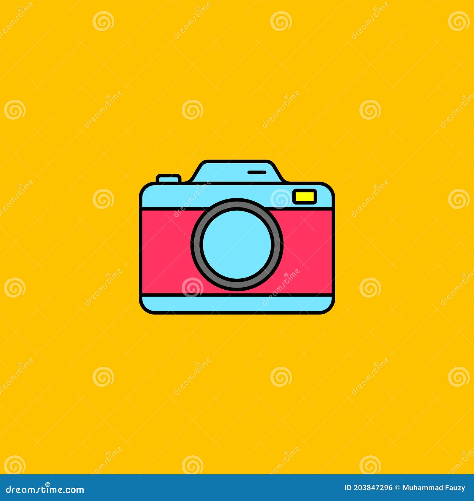 Simple Camera Vector Illustration Isolated on Orange Color Background ...