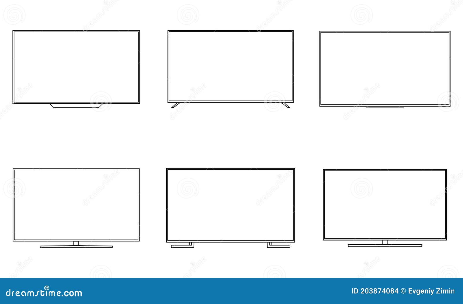 TV Screens Wireframe Outline Icons Stock Vector - Illustration of ...